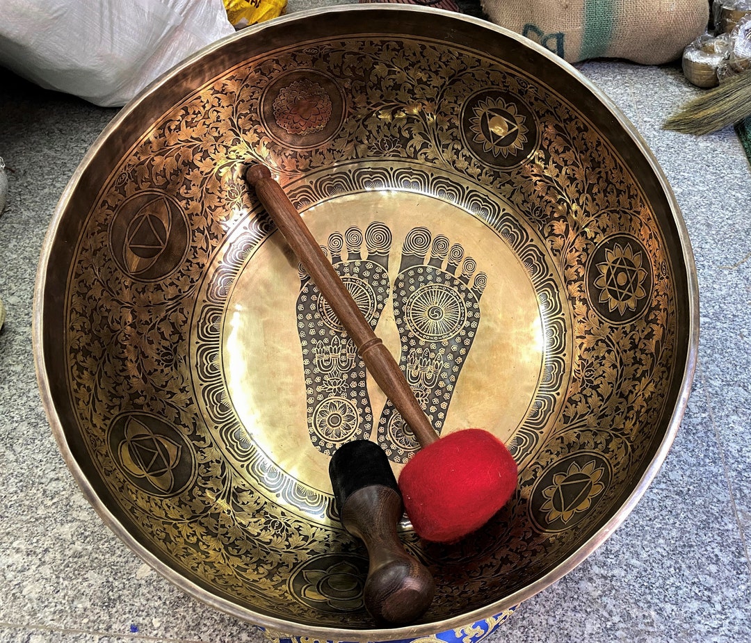 Large Feet Carved Large Singing Bowl-flower of Life Tibetan Singing ...