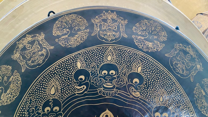 Lord Kaal Vairab With Tree of Life Adorned Fancy Gong Beautifully ...