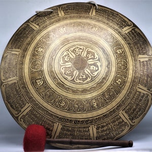 Bald Day Offer!!!17 Inch Tibetan Hand-carved Prayers Gong Bell, Large ...