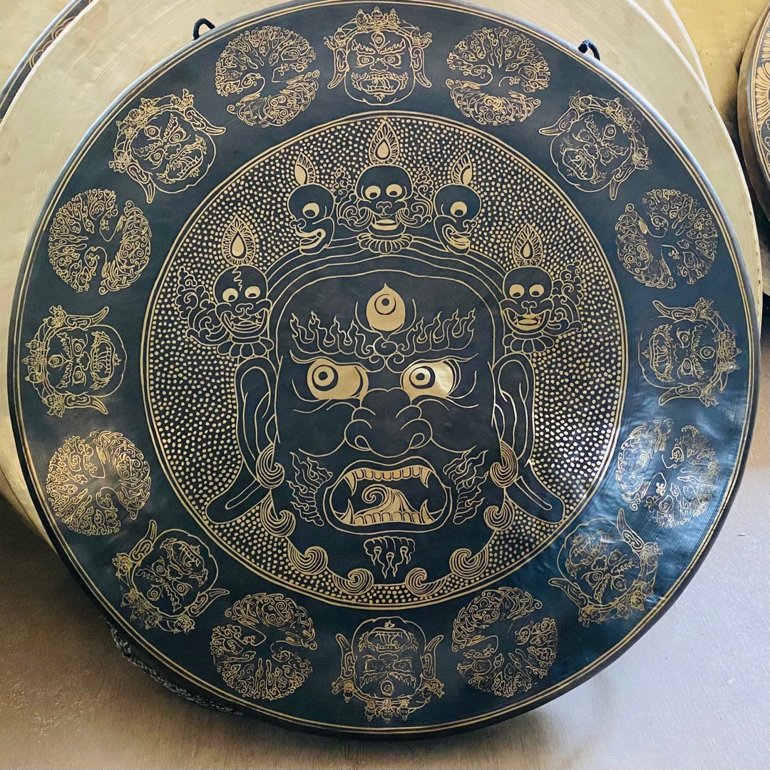 Lord Kaal Vairab With Tree of Life Adorned Fancy Gong- Beautifully ...