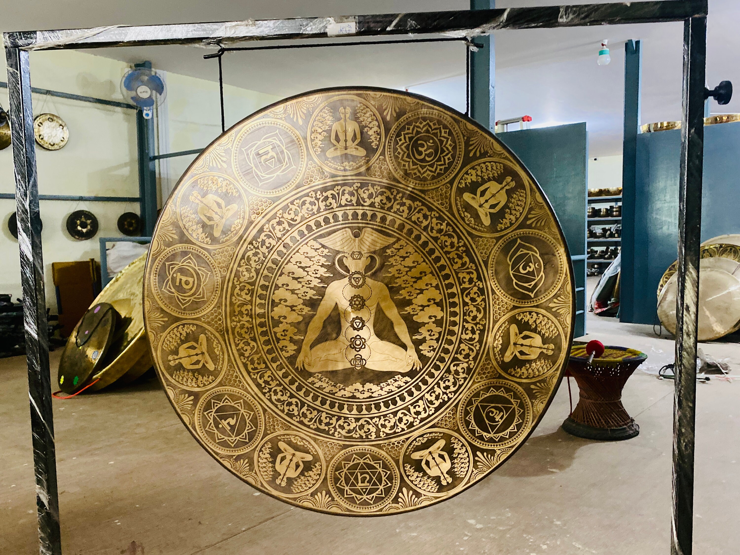 50-100cm Meditating Yogi With Chakras of Yantras and Mantras Engraved ...