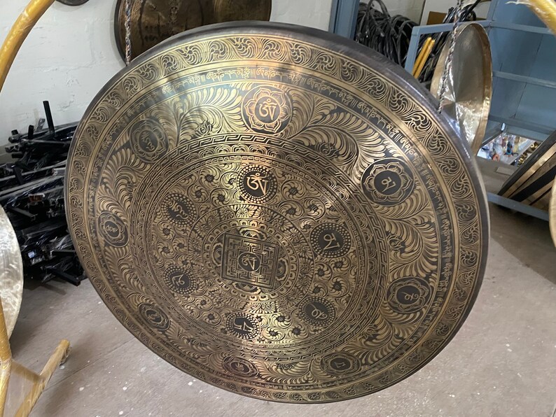 Large Mantra Carved Gong – Sound Healing, Meditation, Bath Session - Etsy