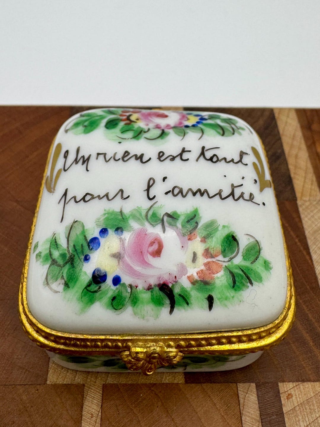 French Hand-painted Porcelain Trinket Box Decorated With Friendship ...