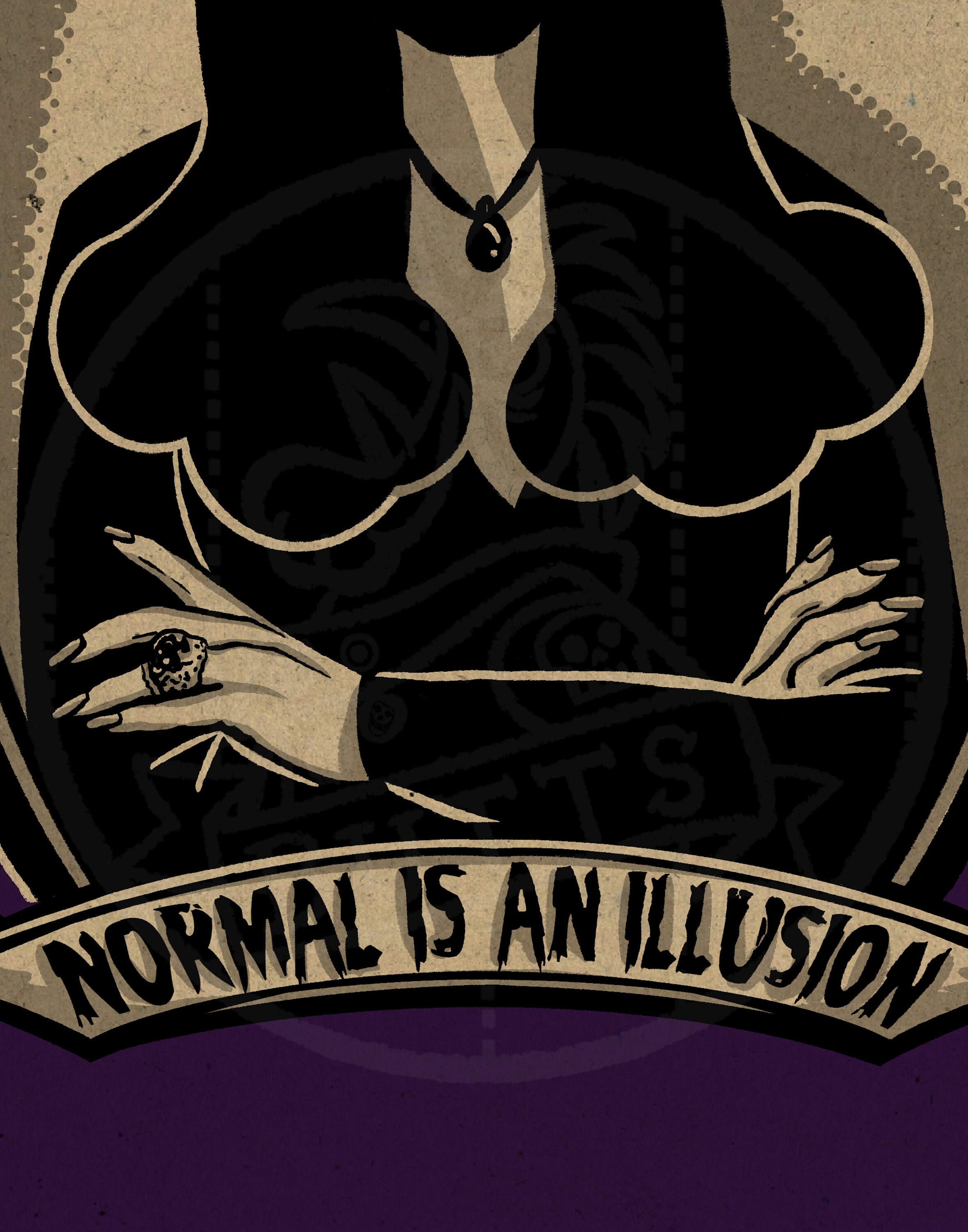 Morticia Addams Normal is an Illusion Art Print Weird Halloween Gomez ...