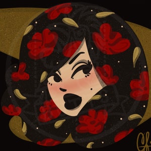 Roses Are Red Girl Head Retro Vintage Pinup Girl Flowers Comic Style ...