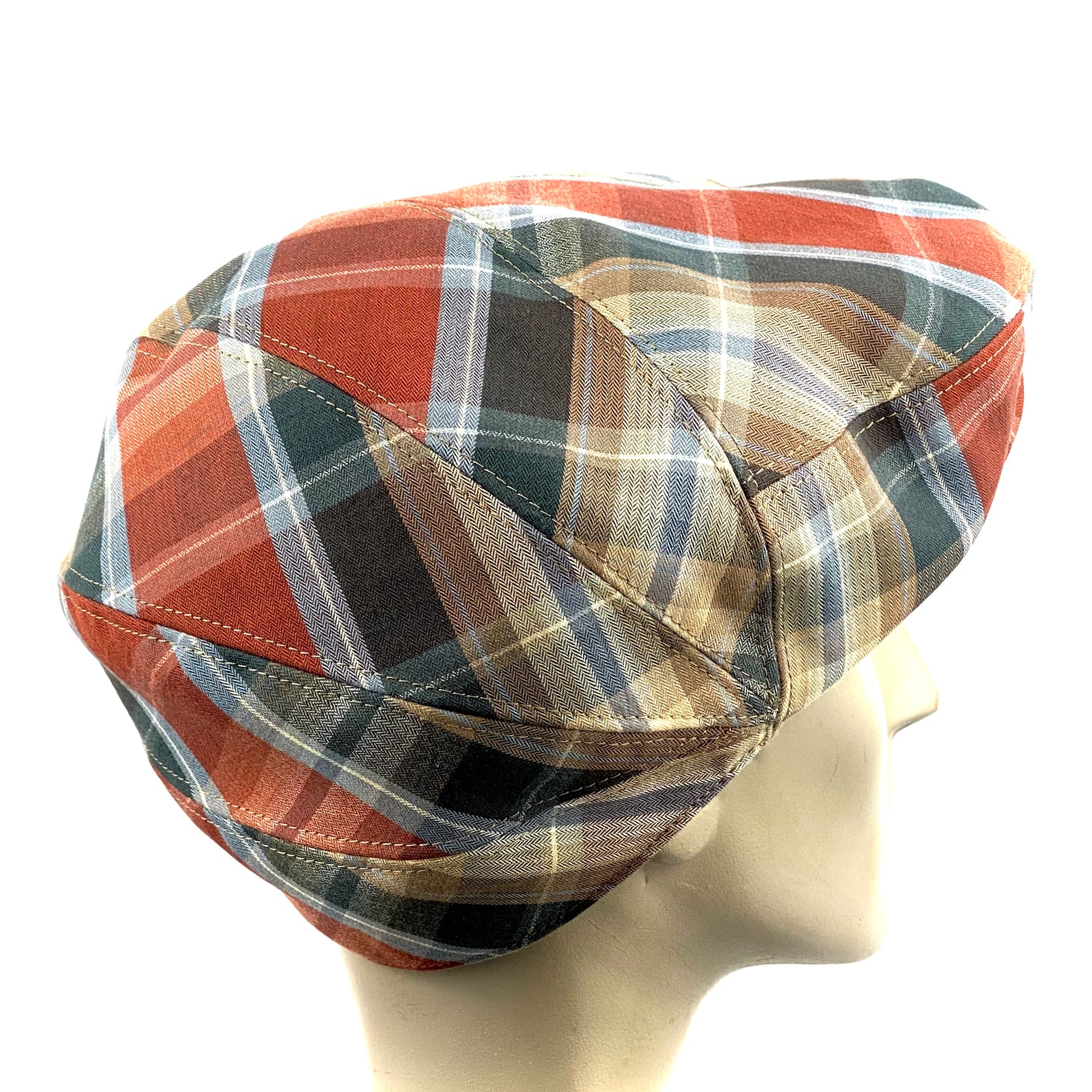 Extralarge Plaid Flat Cap, Oversized Brown Flat Cap, Xxl Brown Plaid ...