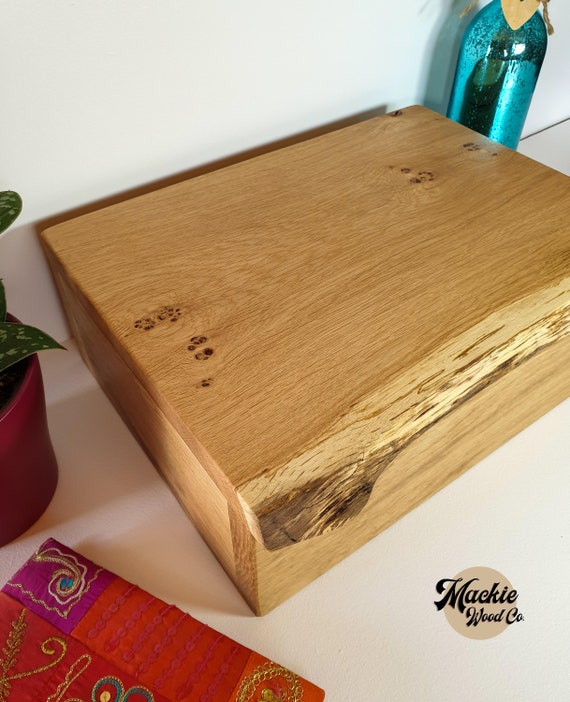 Rustic Oak Memory Box with Natural Edge Lid — Mackie Wood Co
