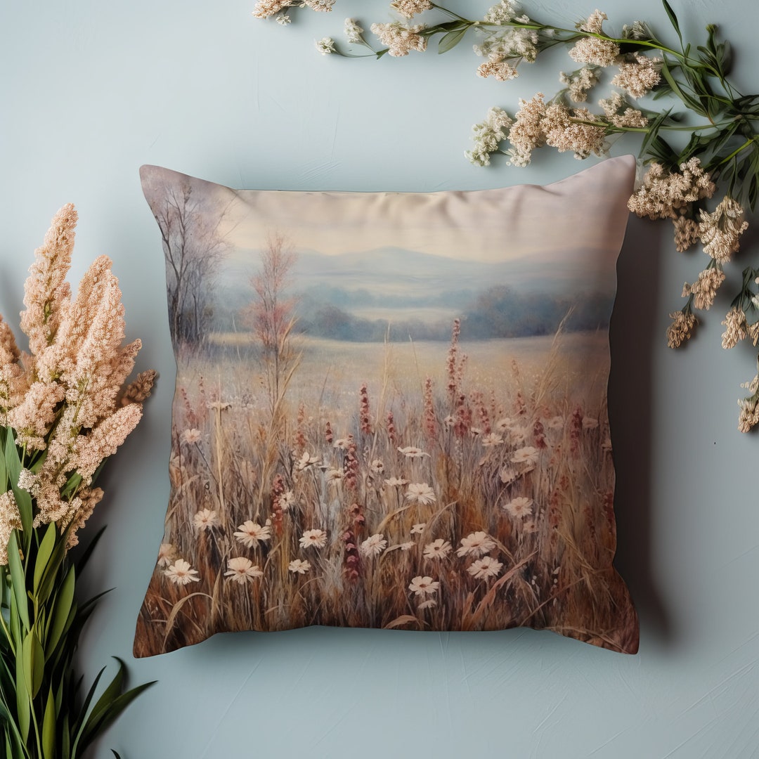 Wildflower Field Throw Pillow Floral Accent Cottagecore Home Décor ...