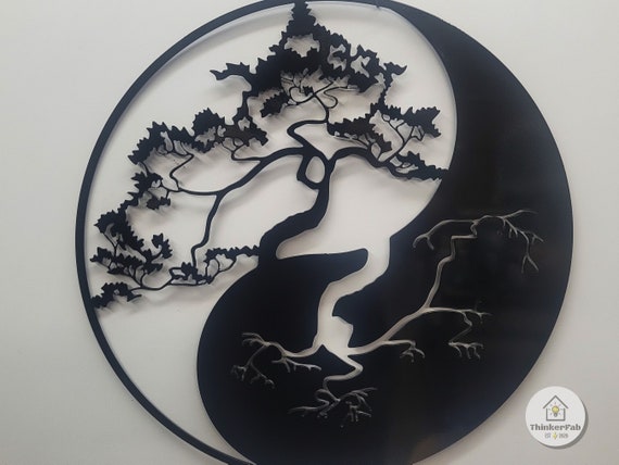 Metal Bonsai Tree of Life Yin Yang Sign | Etsy