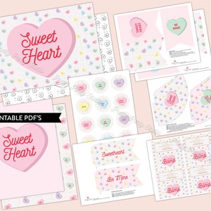 Valentine's Day Party Pack || Printable Conversation Hearts Valentines ...