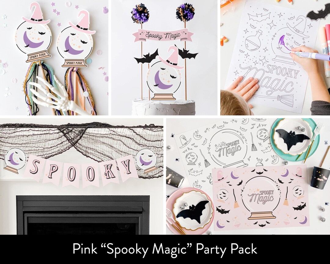 Spooky Magic Pink Halloween Party Pack || Printable Pastel Halloween ...