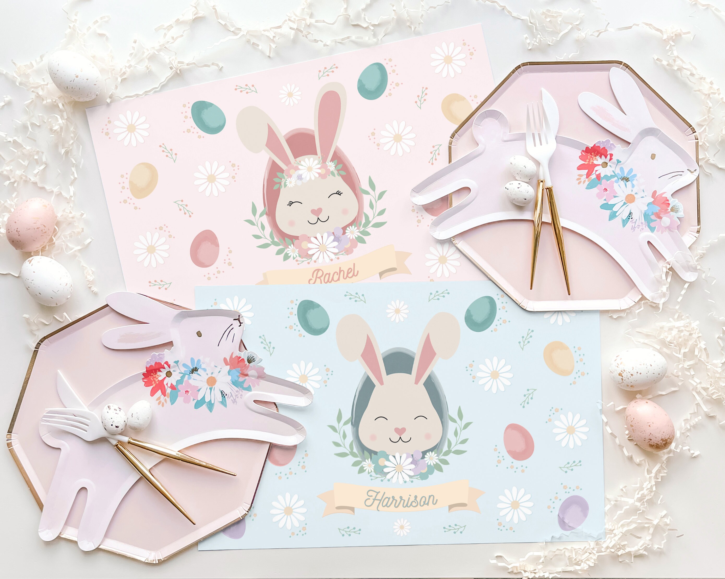 Bunny Kisses Easter Placemats || Easter Wishes Kids Placemat ...