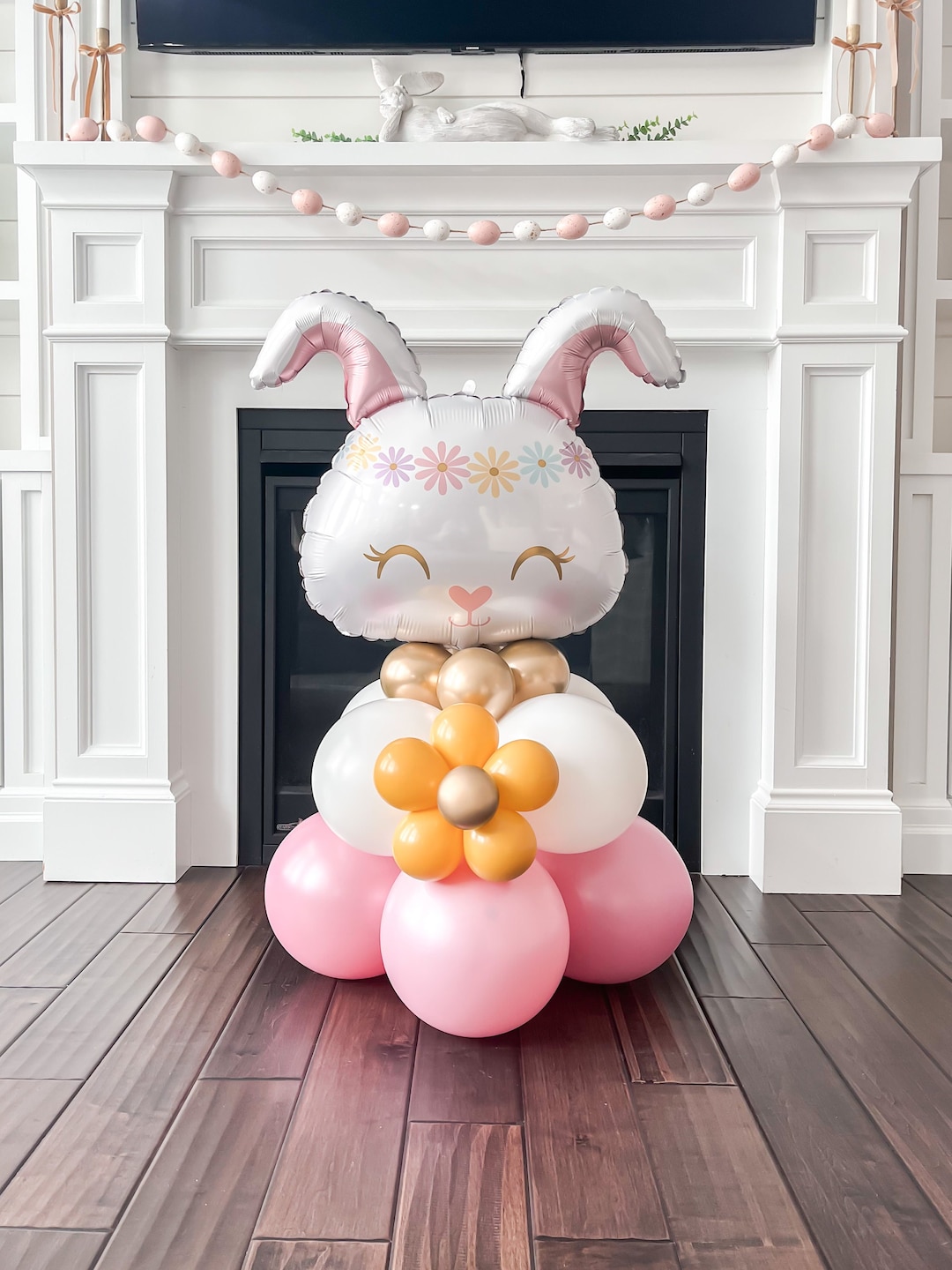 Daisy Bunny Balloon Stack Easter Balloon Decor Bunny Birthday Party ...