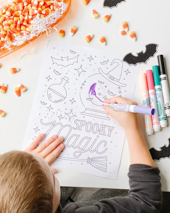 Spooky Magic Halloween Coloring Page || Printable Halloween Activity ...