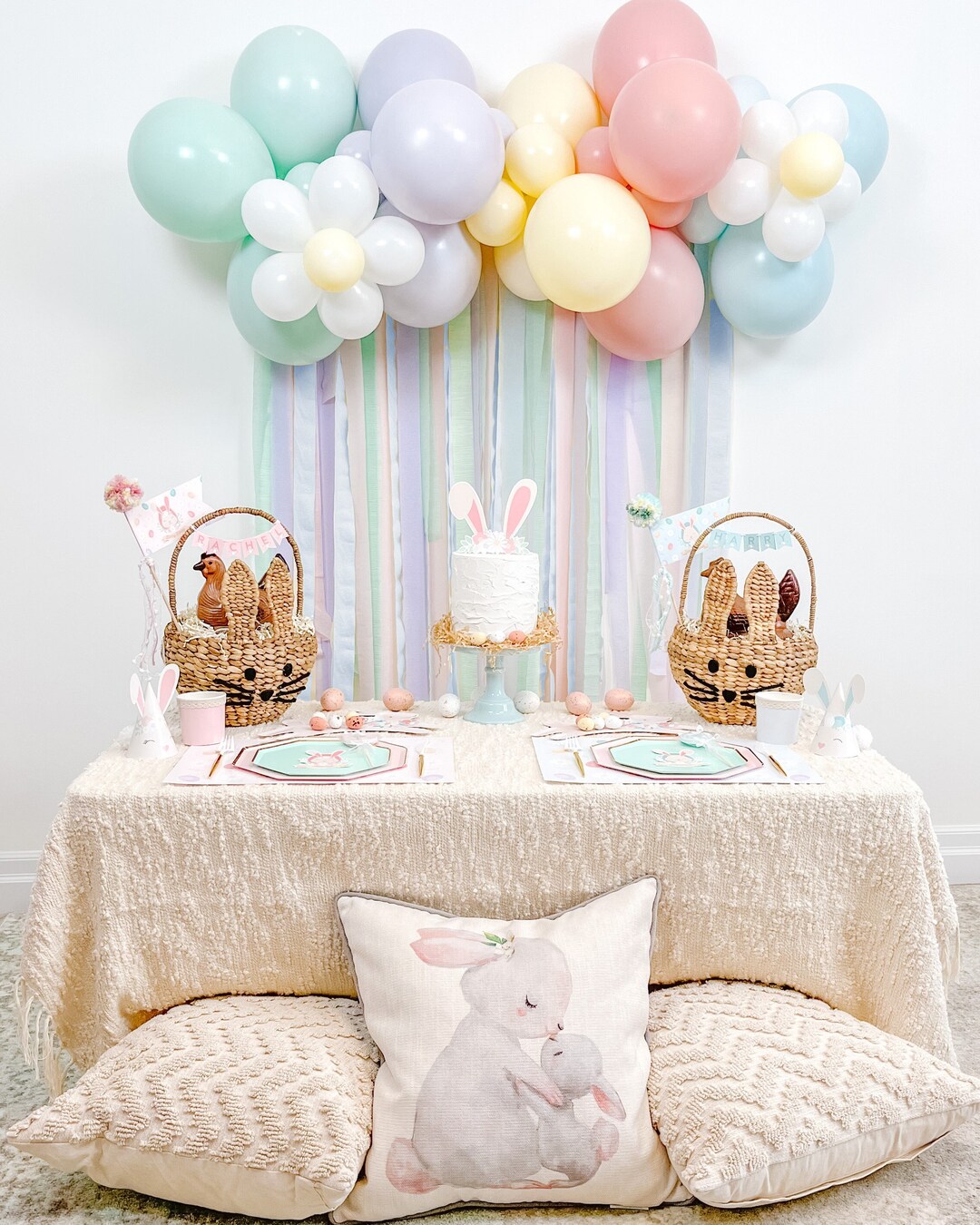 4' Pastel Spring Daisy Balloon & Streamer Backdrop Kit || Easter ...