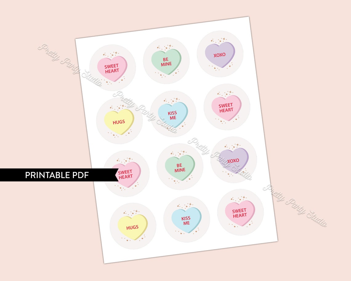 Conversation Hearts Valentine's Day Cupcake Toppers - Etsy