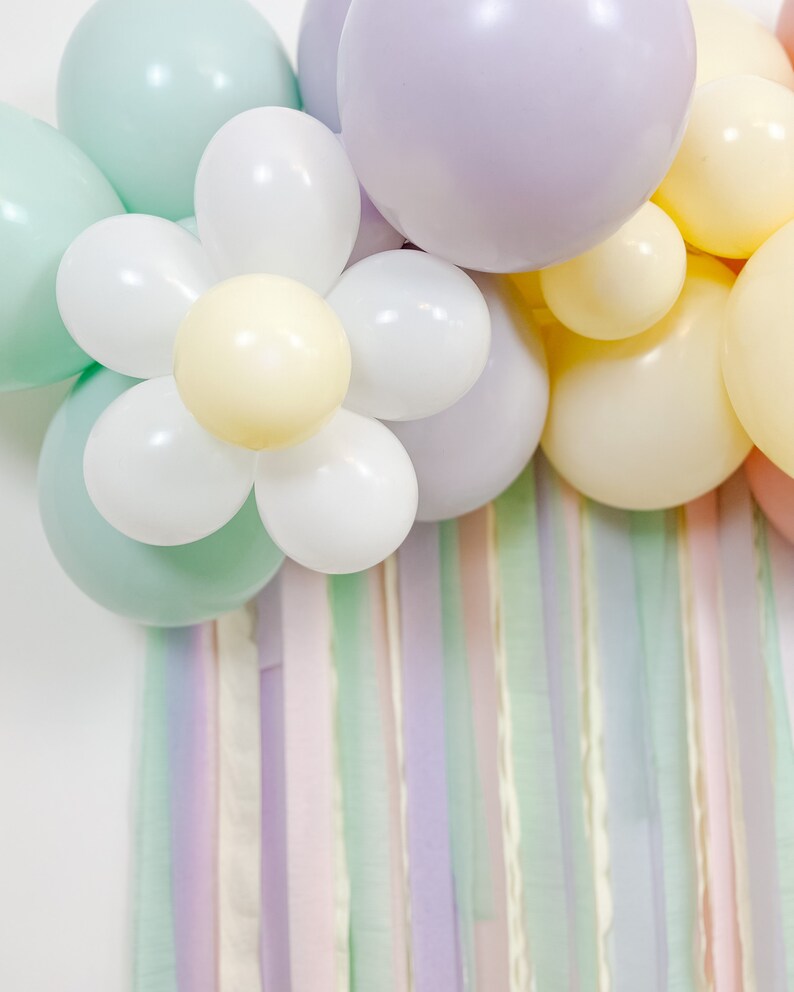 4' Pastel Spring Daisy Balloon & Streamer Backdrop Kit - Etsy
