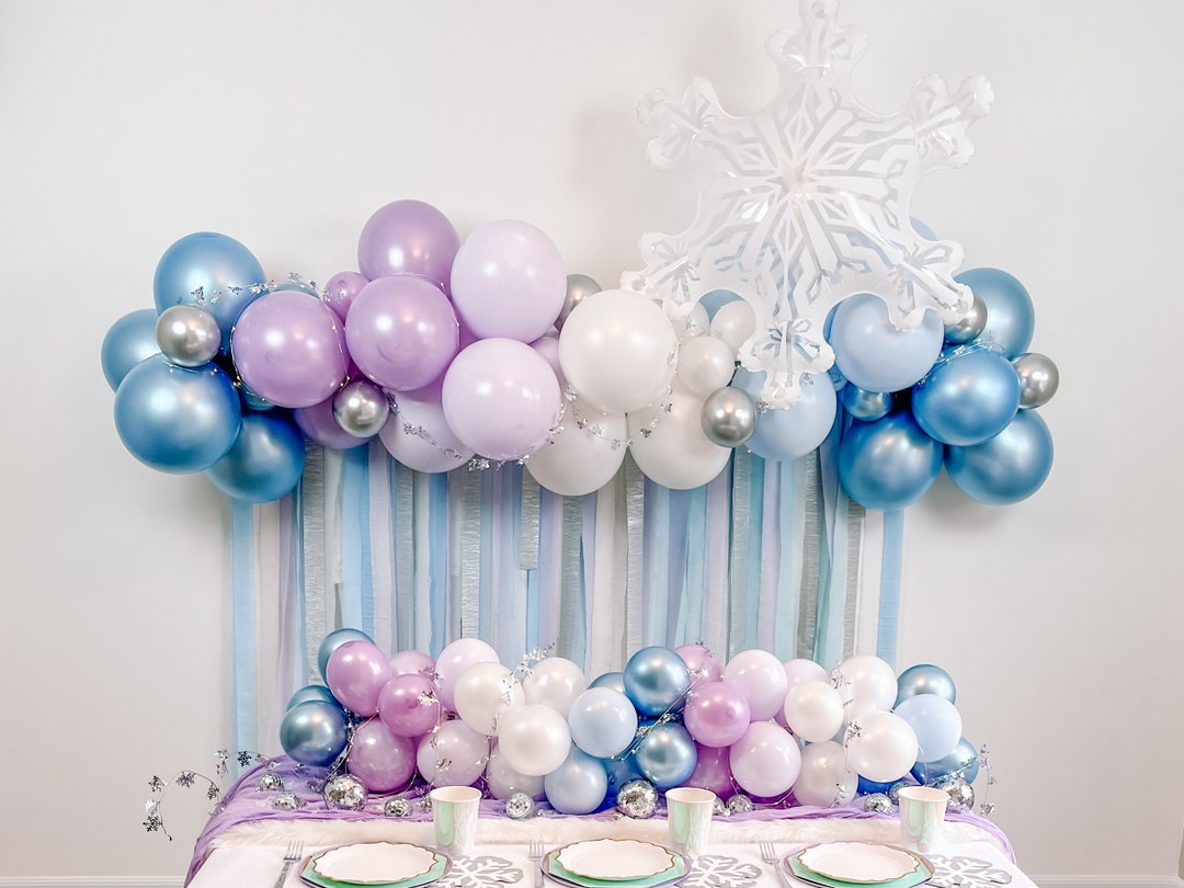 6' Frozen Winter Wonderland Balloon Garland & Streamer Backdrop Kit ...