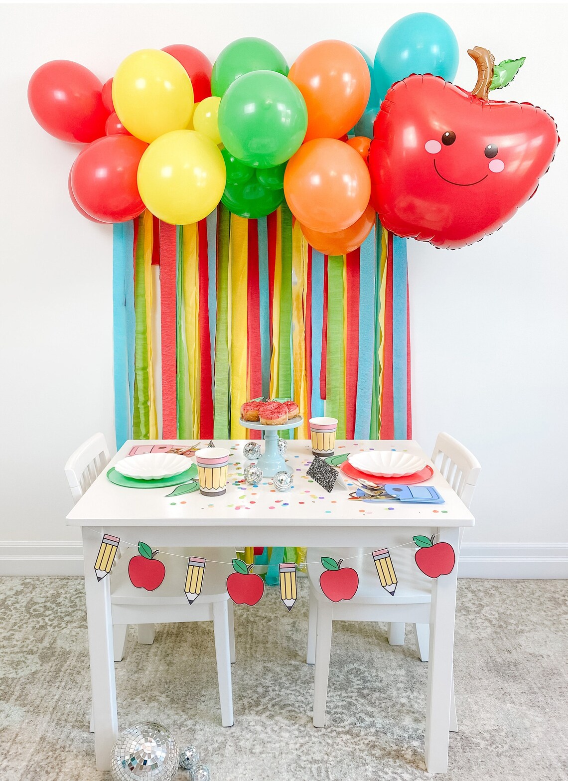4' apple Back to School Balloon & Streamer - Etsy