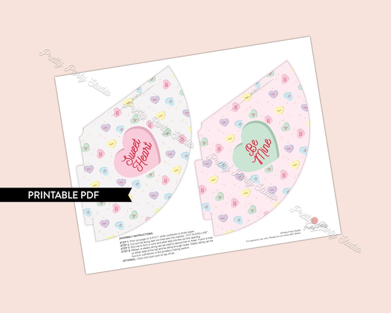 Conversation Hearts Valentine's Day Party Hats - Etsy