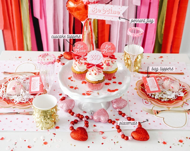 Valentine's Day Party Pack Printable Hugs & Kisses | Etsy