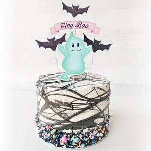 Hey Boo Cake Topper || Printable Halloween Cake Topper || Bats & Ghost ...
