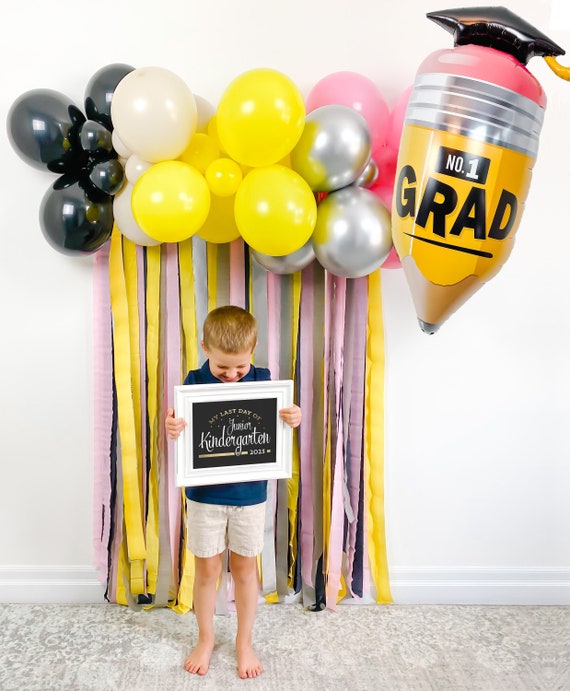 4' "Pencil" Graduation Balloon & Streamer Backdrop Kit || Last Day of ...