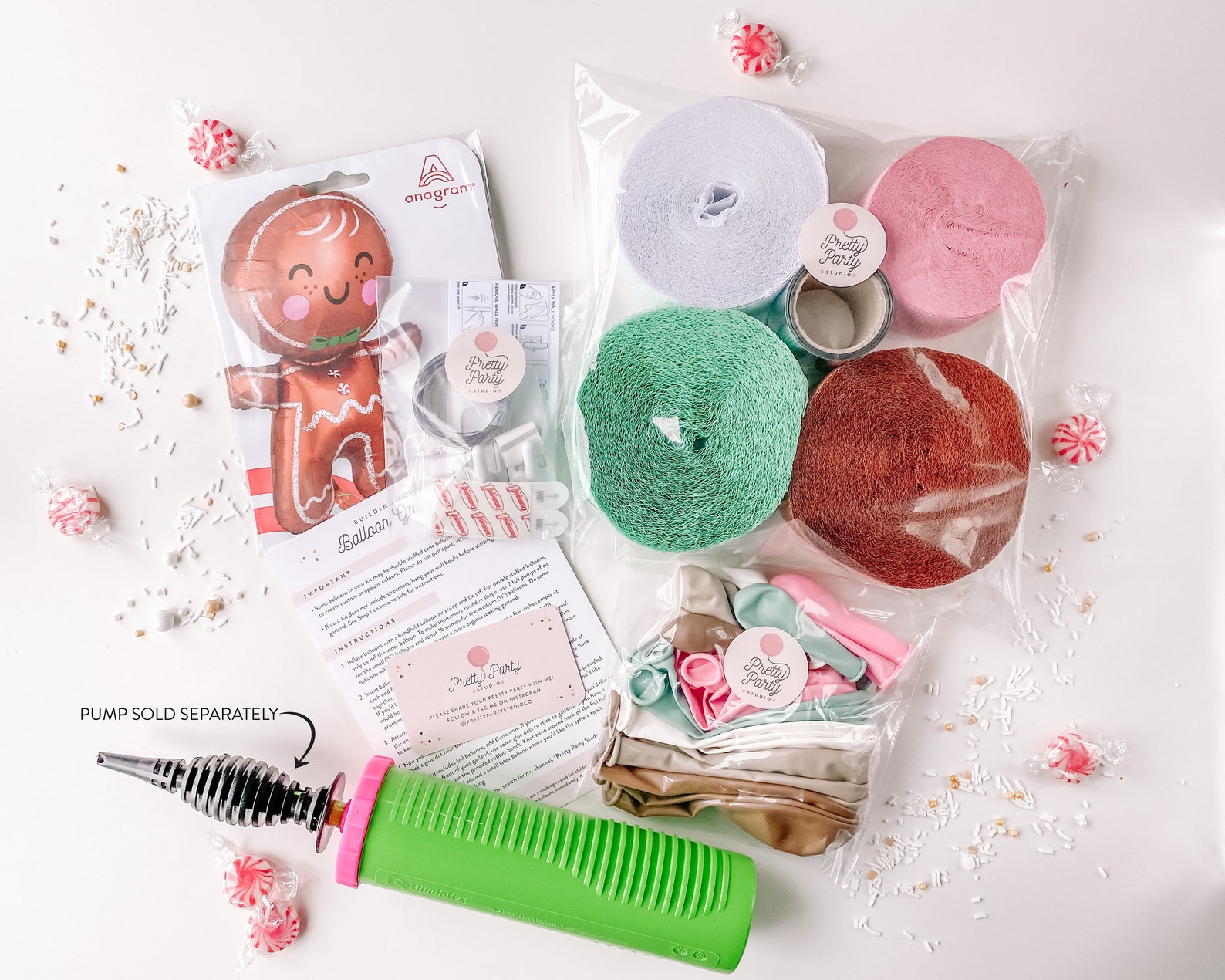 4' Gingerbread Balloon & Streamer Backdrop Kit Pink - Etsy