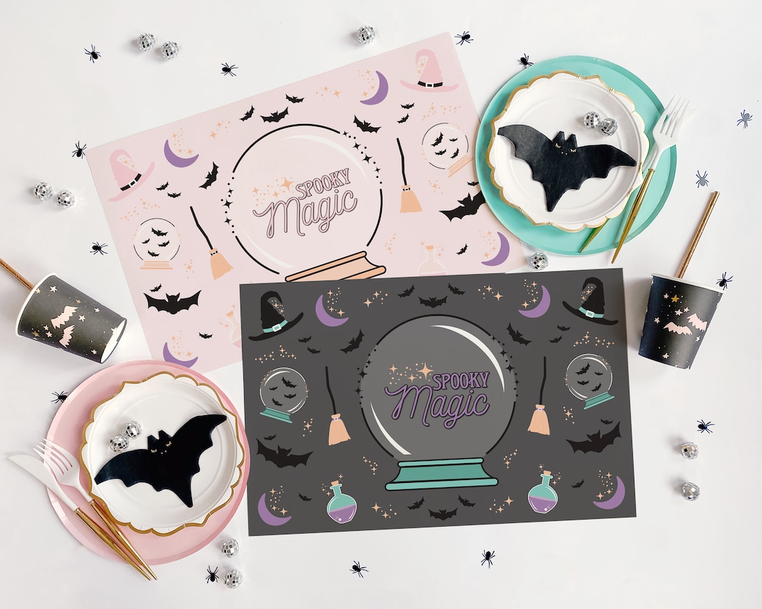 Spooky Magic Halloween Placemats || Kids Printable Coloring Placemat ...