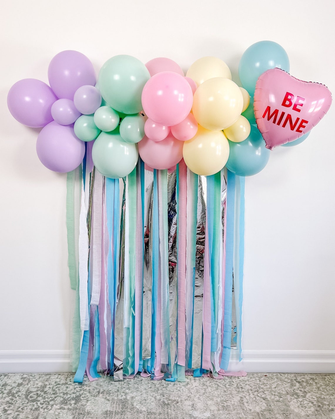 4' Conversation Hearts Balloon & Streamer Backdrop Kit | Etsy