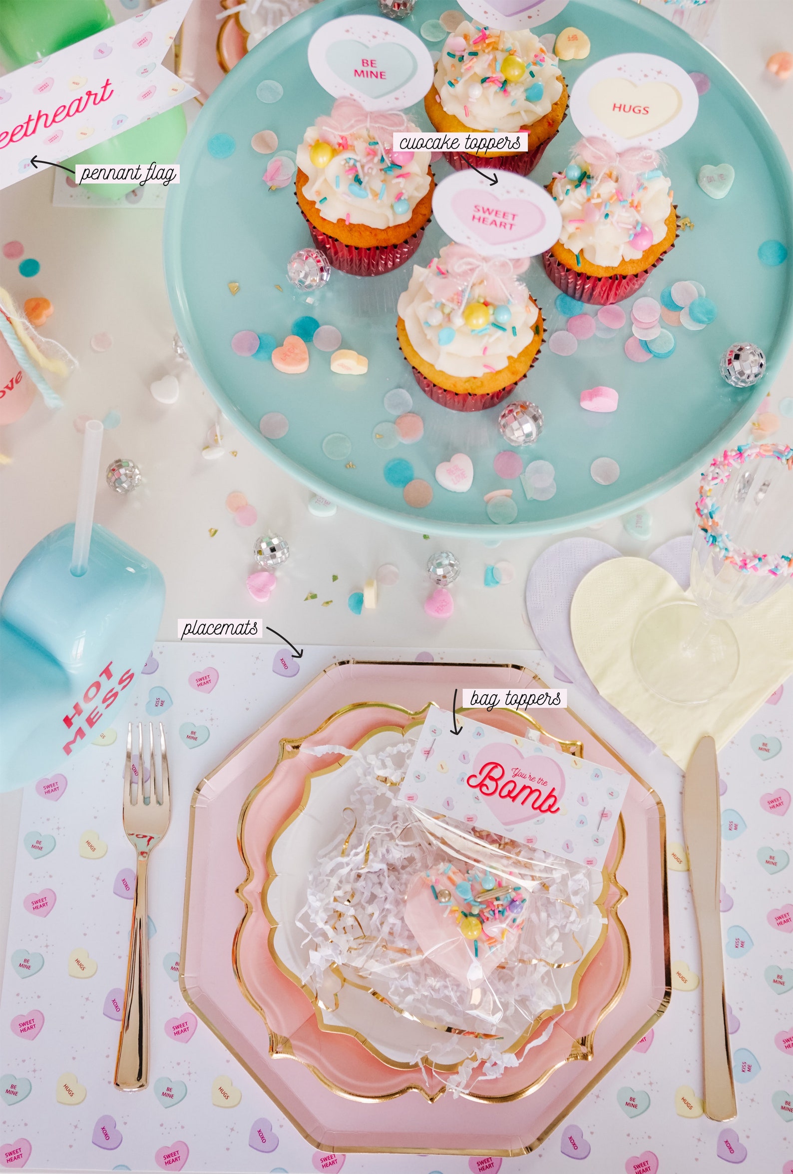 Valentine's Day Party Pack Printable Conversation Hearts Valentines Day ...