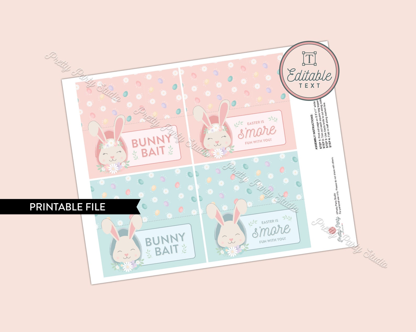 Editable Easter Treat Bag Toppers Bunny Bait Printable Tags - Etsy