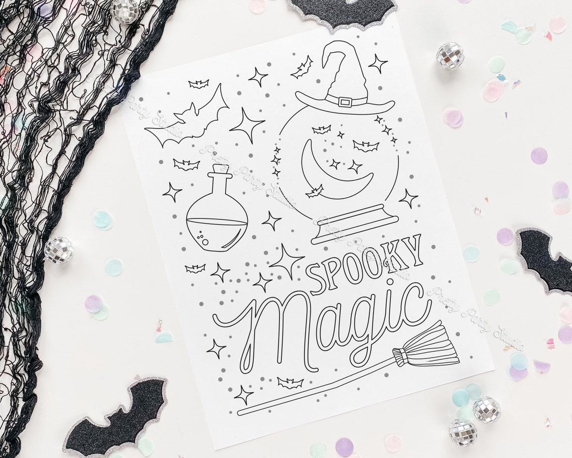 Spooky Magic Halloween Coloring Page || Printable Halloween Activity ...