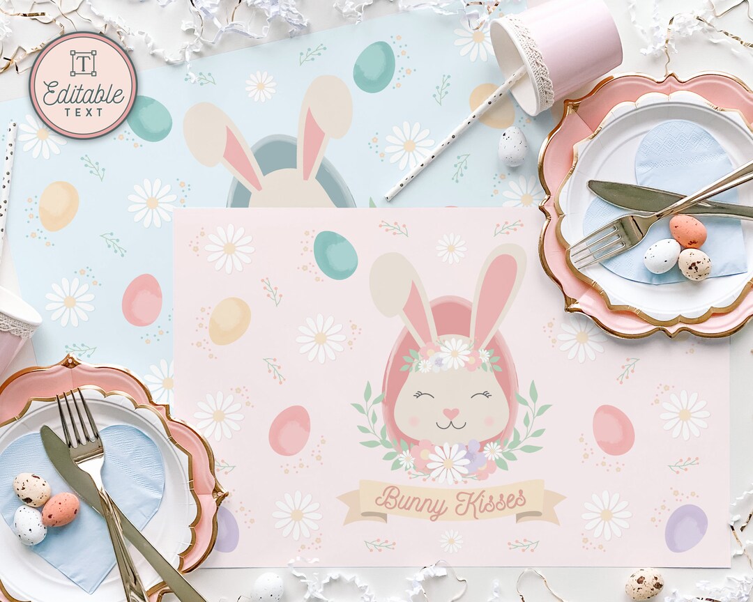 Bunny Kisses Easter Placemats || Easter Wishes Kids Placemat ...