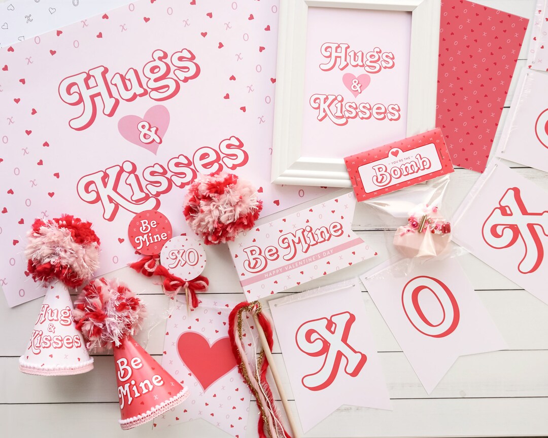 Valentine's Day Party Pack || Printable Hugs & Kisses Valentines Party ...