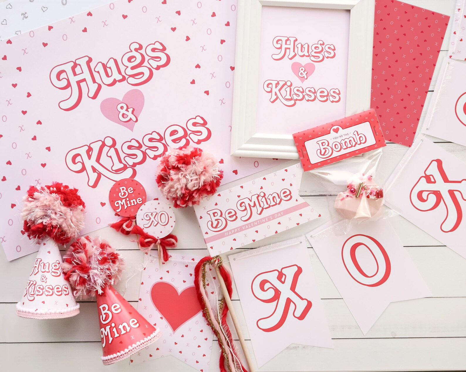 Valentine's Day Party Pack || Printable Hugs & Kisses Valentines Party ...