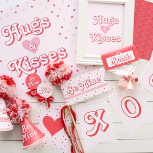 Valentine's Day Party Pack || Printable Hugs & Kisses Valentines Party ...