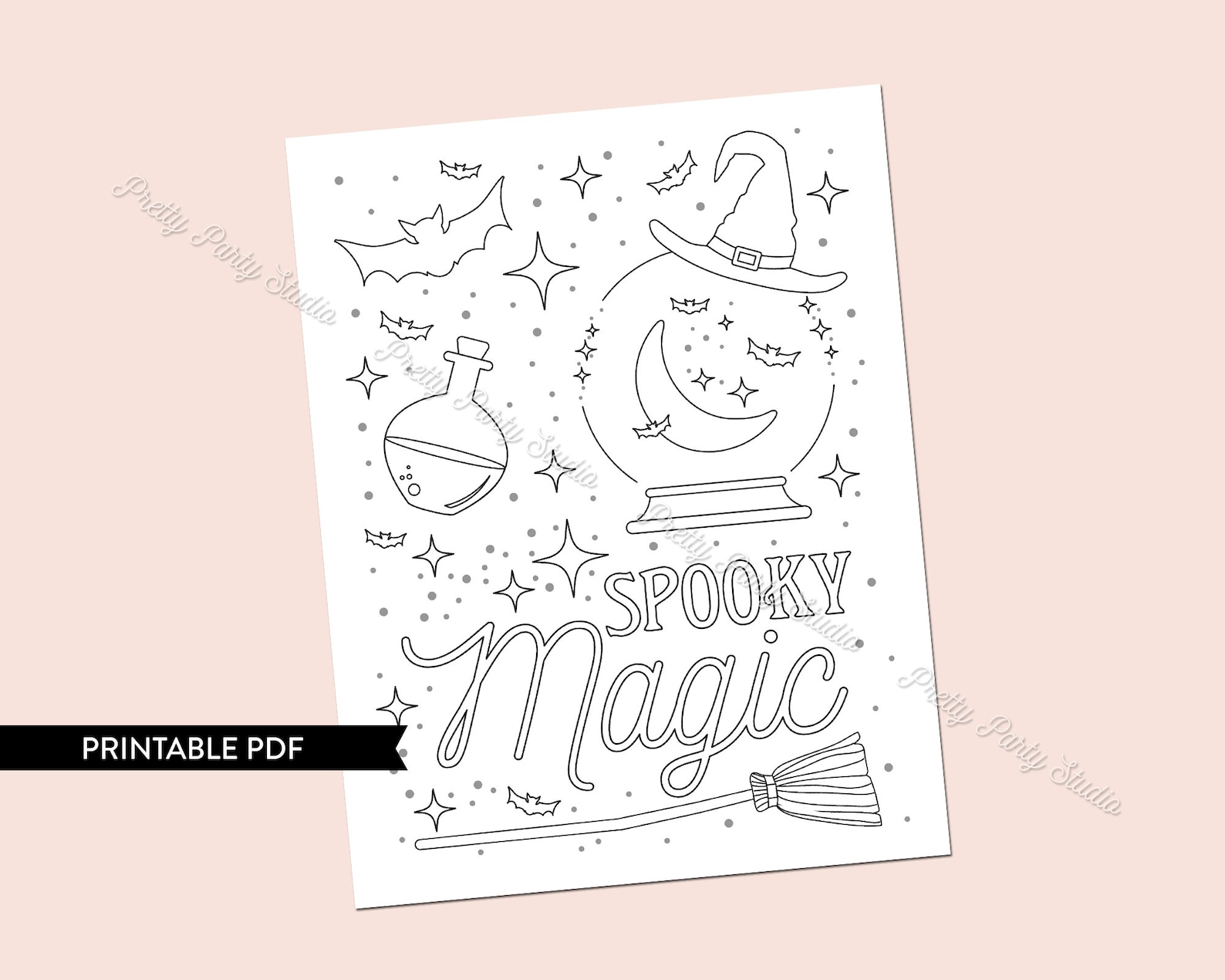 Spooky Magic Halloween Coloring Page || Printable Halloween Activity ...