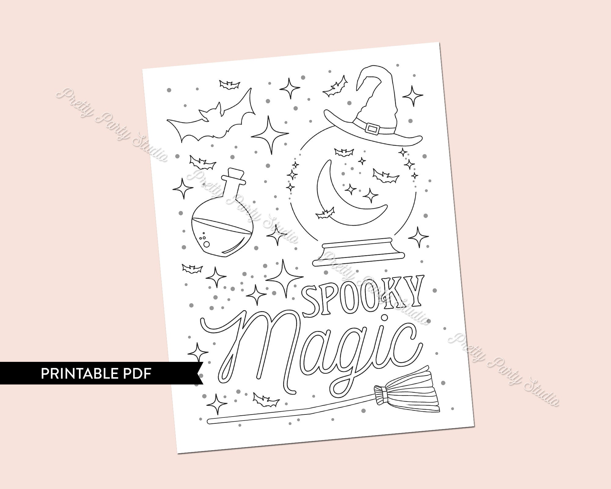 Spooky Magic Halloween Coloring Page || Printable Halloween Activity ...