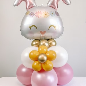 Daisy Bunny Balloon Stack Easter Balloon Decor Bunny Birthday Party ...