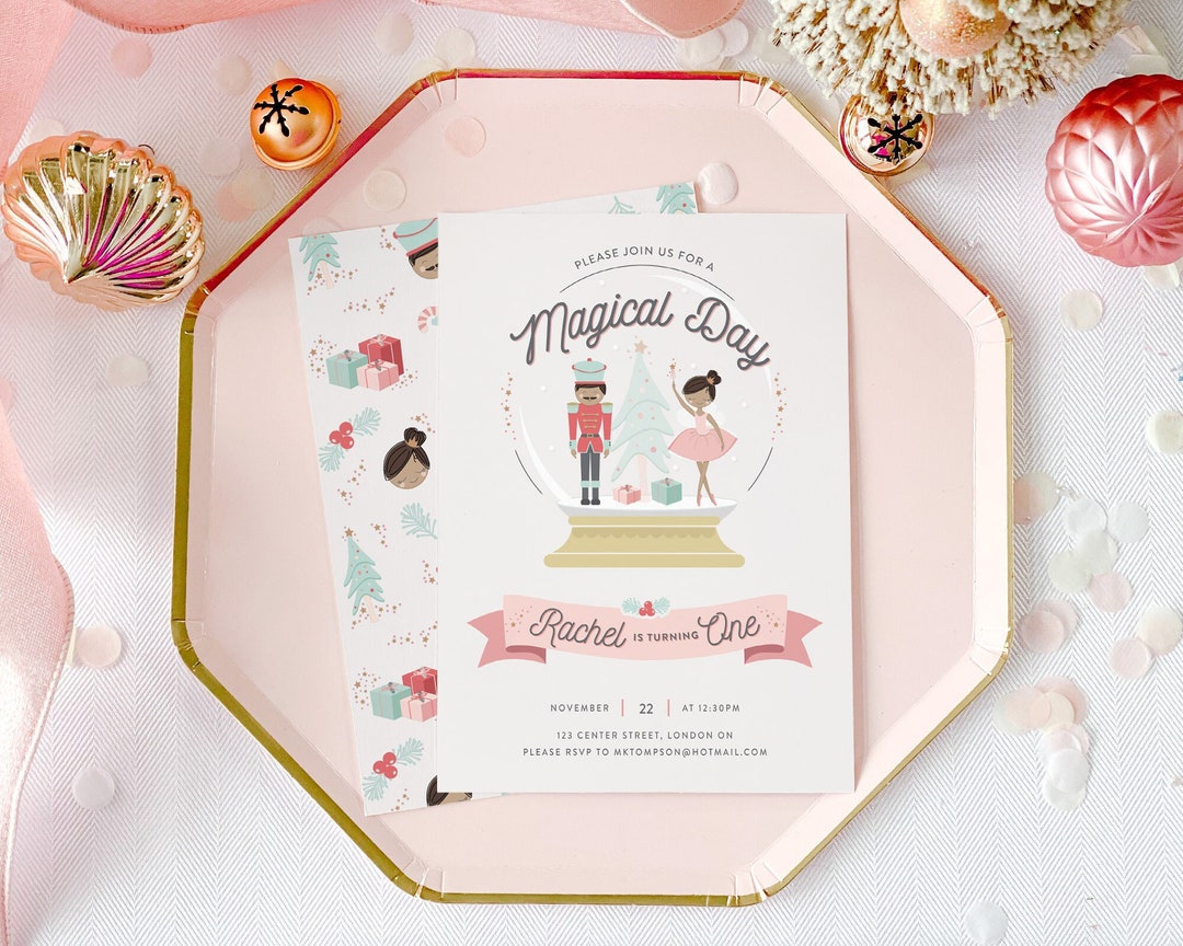 Dark Skin Sugar Plum Fairy Birthday Party Invitation || Nutcracker ...