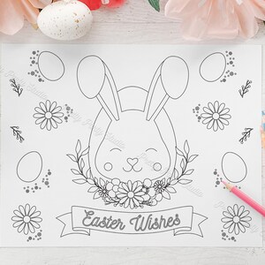 Easter Coloring Pages || Bunny Kisses & Easter Wishes || Printable ...