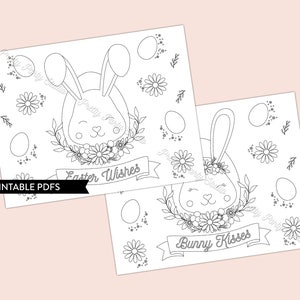 Easter Coloring Pages || Bunny Kisses & Easter Wishes || Printable ...