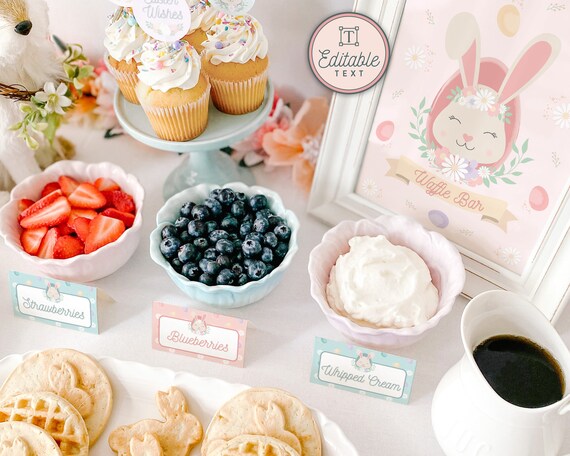 Editable Easter Sign and Labels || Waffle Bar Sign and Tags || Easter ...