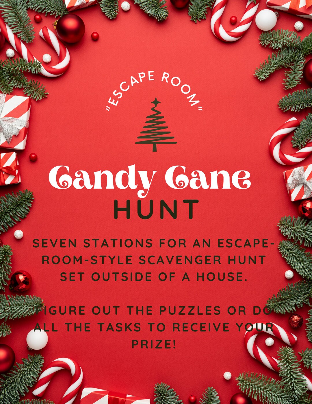 EDITABLE Candy Cane Quest Outdoor Escape Room Christmas - Etsy