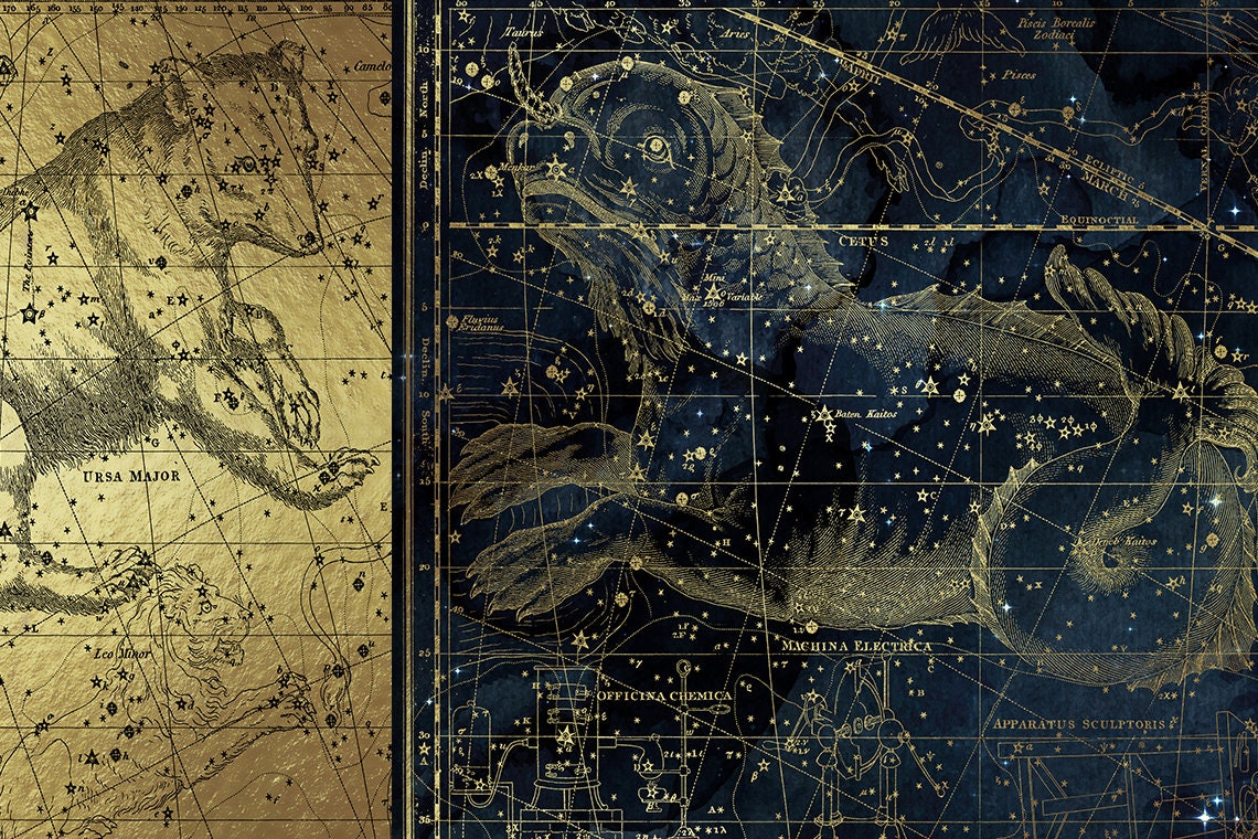 199 Year Old Zodiac Atlas Maps 30 Digital Papers Astrology - Etsy