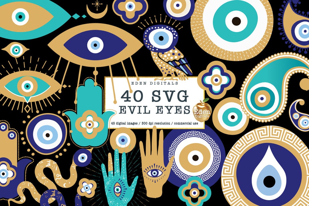 Evil Eye SVG Mega Bundle, Gold Foil Greek Evil Eye, Third Eye, Hamsa ...