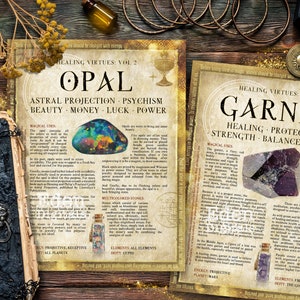 Healing Virtues BUNDLE! Book of Shadows, Printable Sheets of Gem Stones, Crystals and Minerals ...