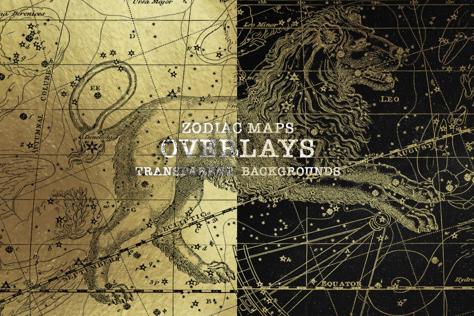 199 Year Old Zodiac Atlas Maps, 90! PNG Overlays, Clipart, Astrology ...