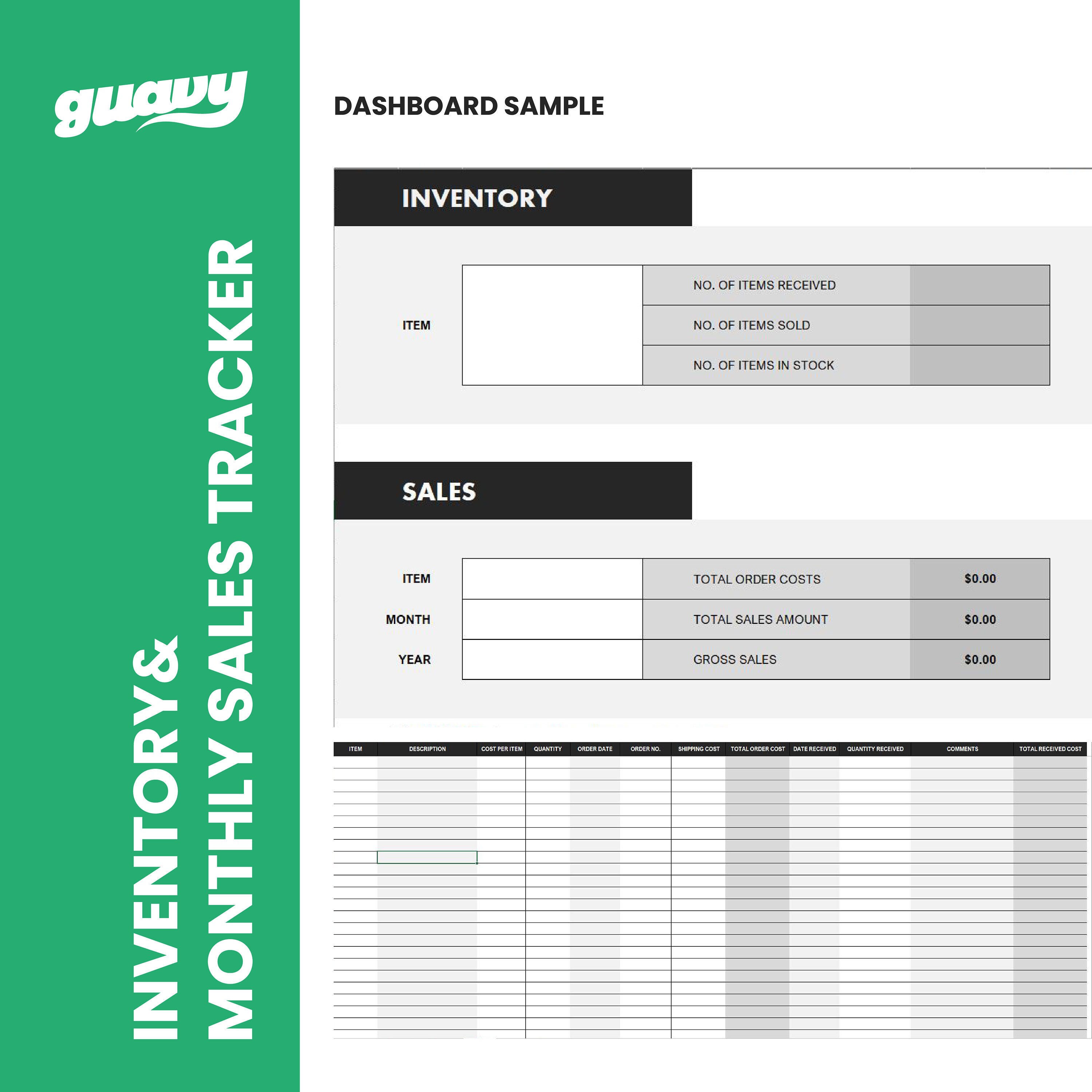 Inventory and Sales Tracker Excel Template Simple BLK | Etsy